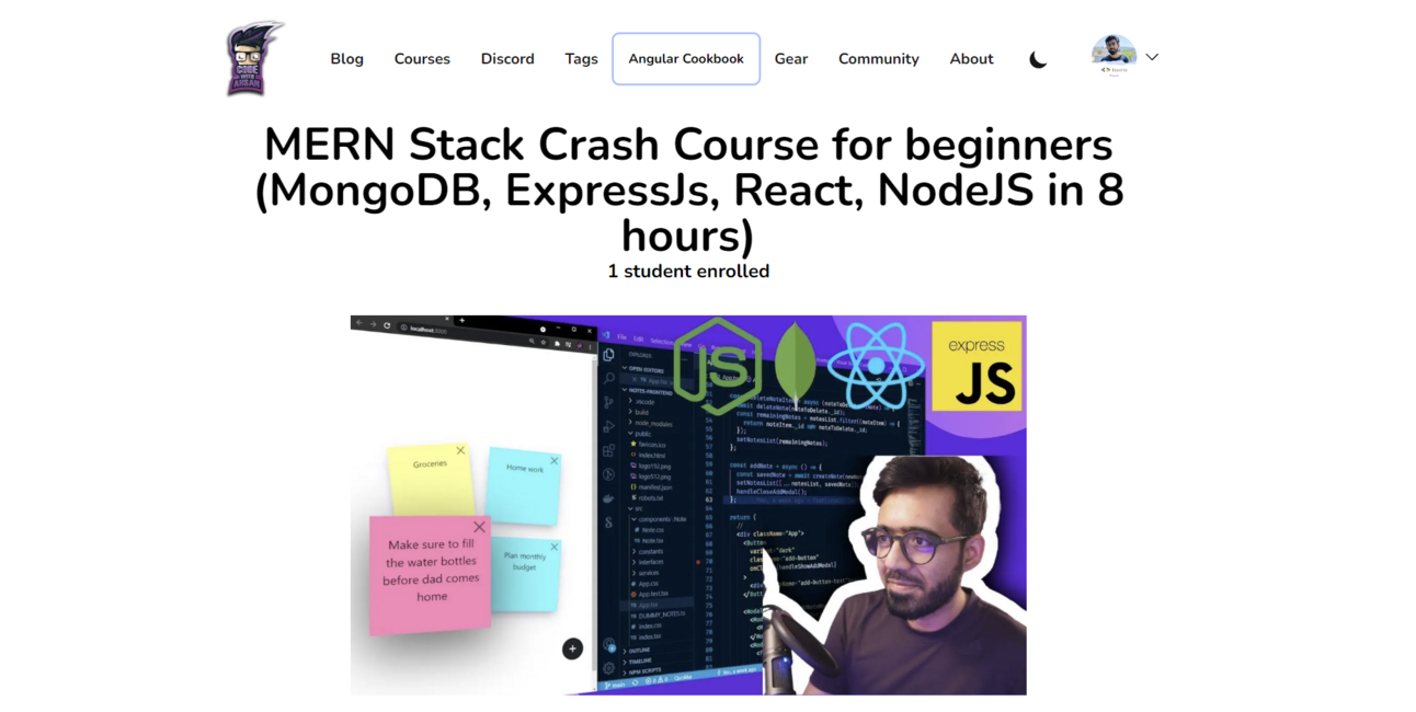 FREE MERN Stack crash course joins the codewithahsan.dev site